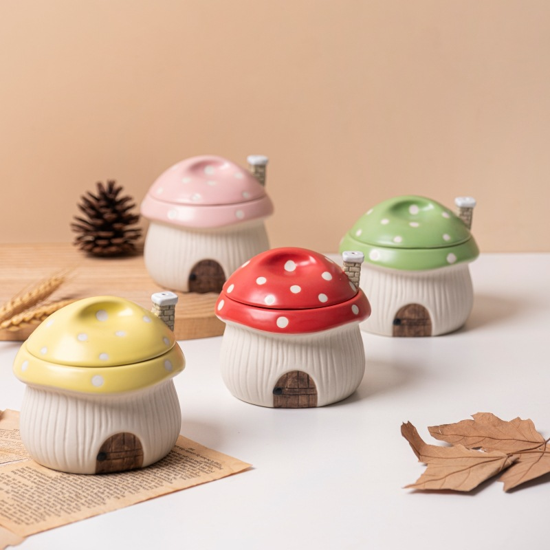 Mushroom Shape Eco-Friendly Porcelain Cartoon Design Ceramic Lid Bowls ...