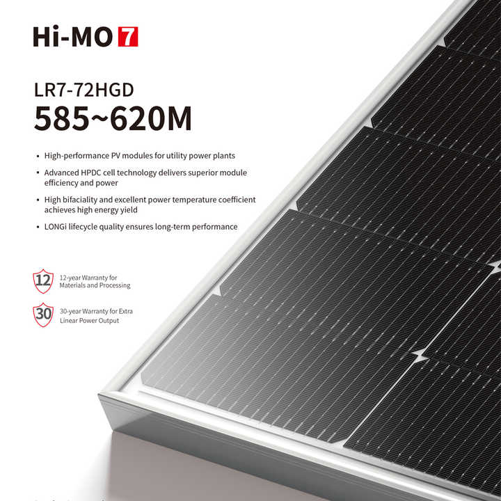 隆基太阳能电池板himo 7 LR7 72HGD 585 ~ 620M N型topcon单声道585W 590W 595W 600W 610W ...