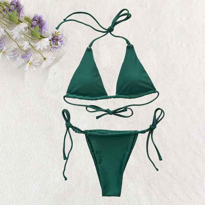 Wholesaler Custom Bathing Suit Drawstring String Thong Set