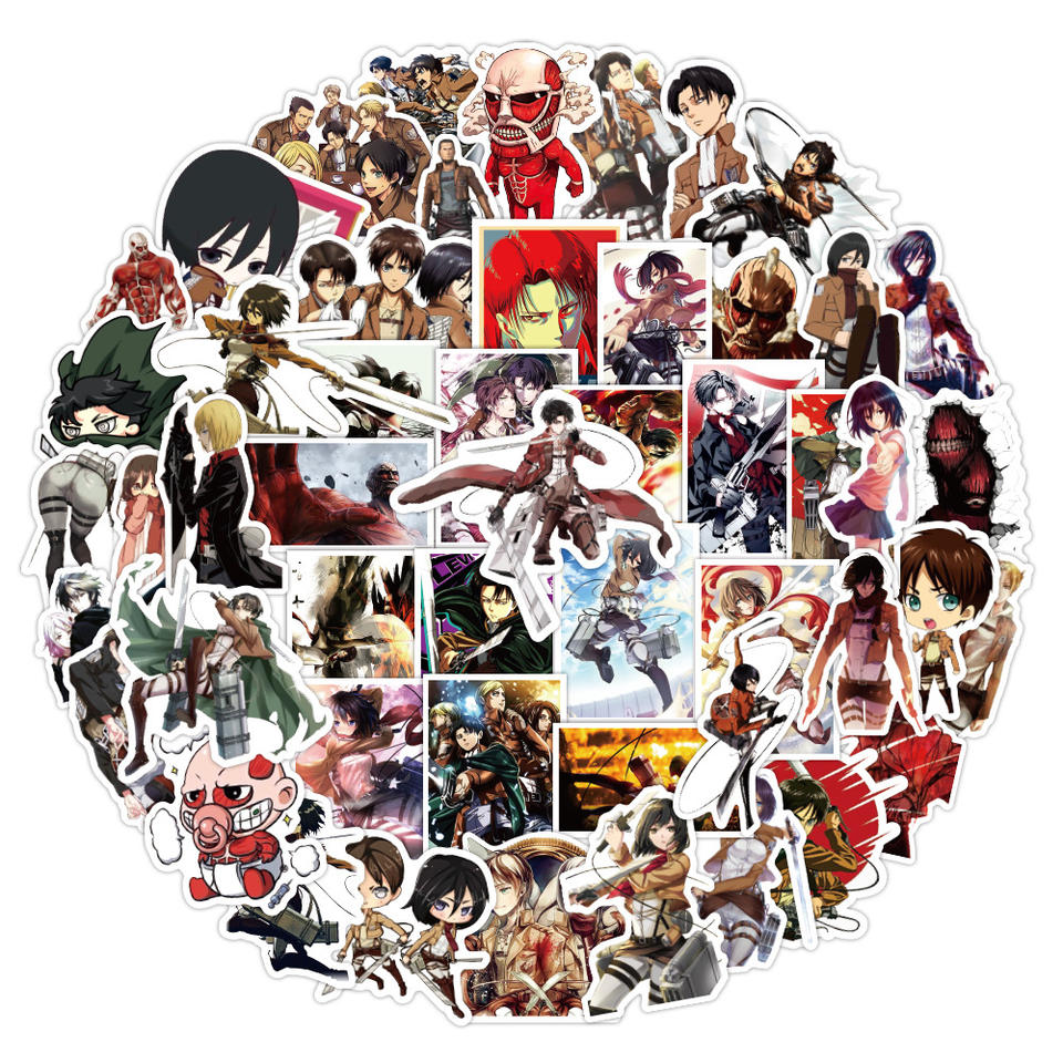 50pcs Per Pack Attack Titan Shingeki No Kyojin PVC Non-toxic Waterproof ...