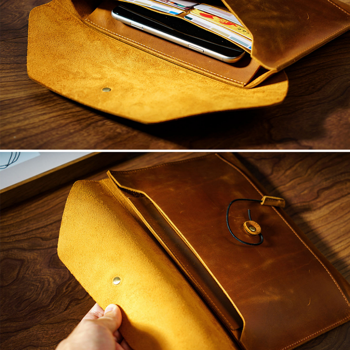 Attache Case File Folder Document Organizer Genuine Leather Laptop Bags ...