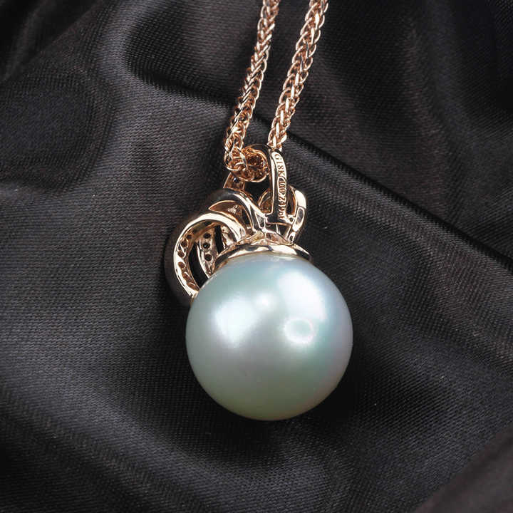 Custom 18K Gold Plated Zircon Champagne Pearls Pendants Necklace for Women'S Jewelry 925 ...