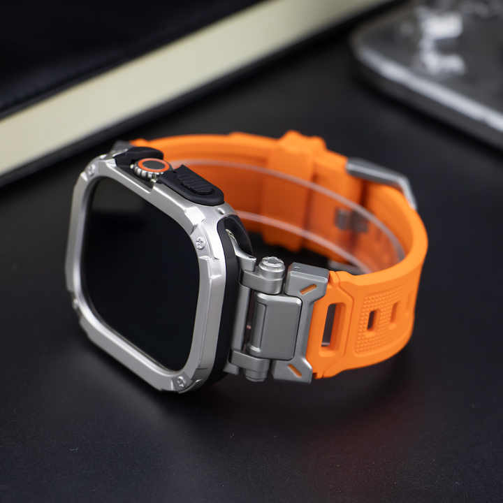 Luxury Sport Rubber Silicone Rm Strap for Apple Watch Metal case with ...