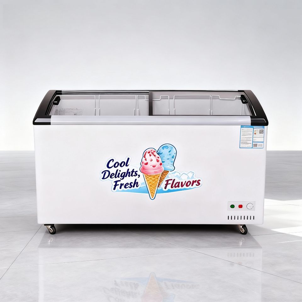 Curved Glass Display Top Ice Cream Chest Freezer Freezer Ice Cream ...