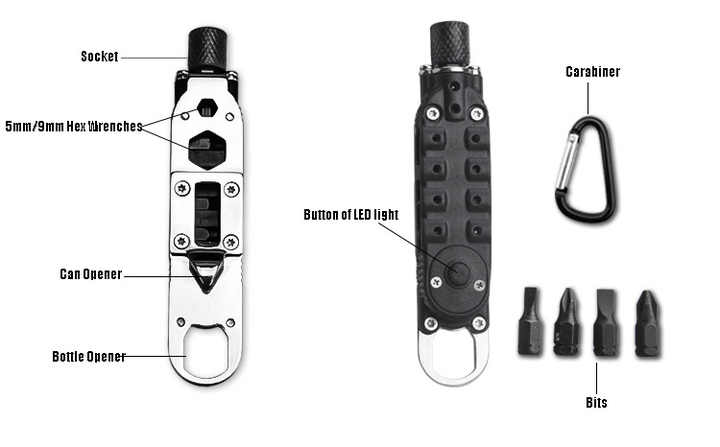 EDC Multi Tool Magic Screwdriver Bit Carrier Keychain Small ...