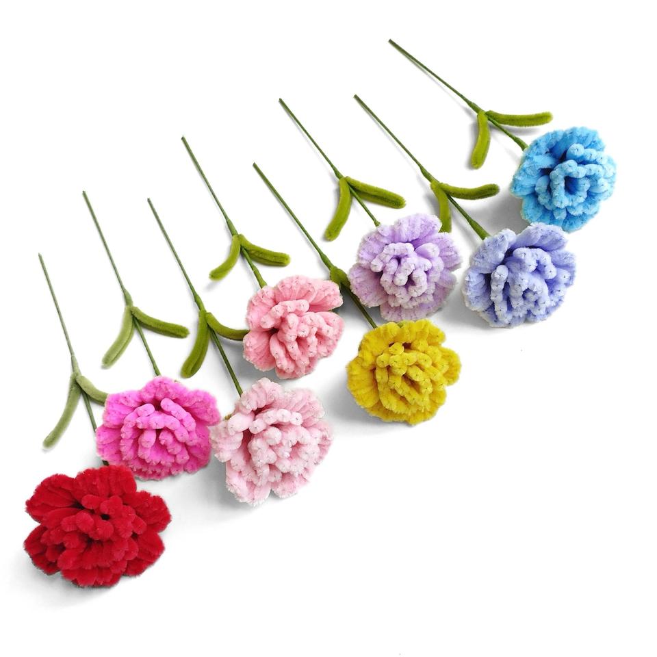 Handmade Long Lasting Environment-Friendly Chenille Carnation Twist ...