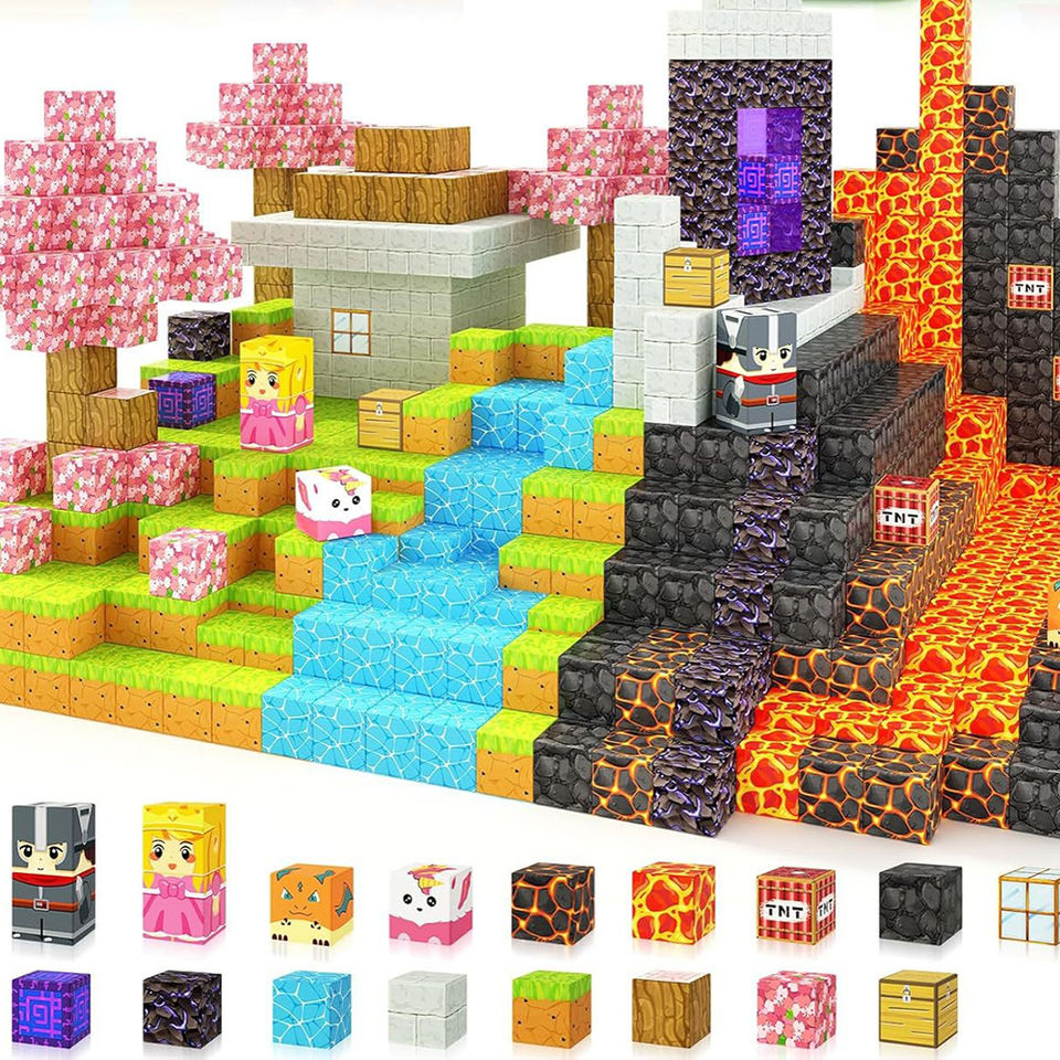 Plastic Magnetic Tiles Building Blocks OEM 'Build Mine World Magic ...