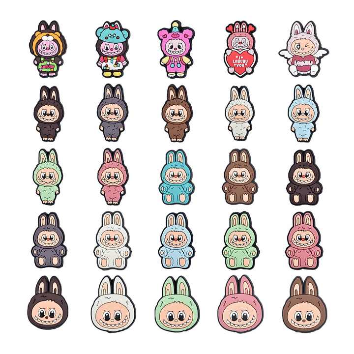 Cartoon Labubu Sneakers Charms Sandals Pendant Button Original Shoe ...