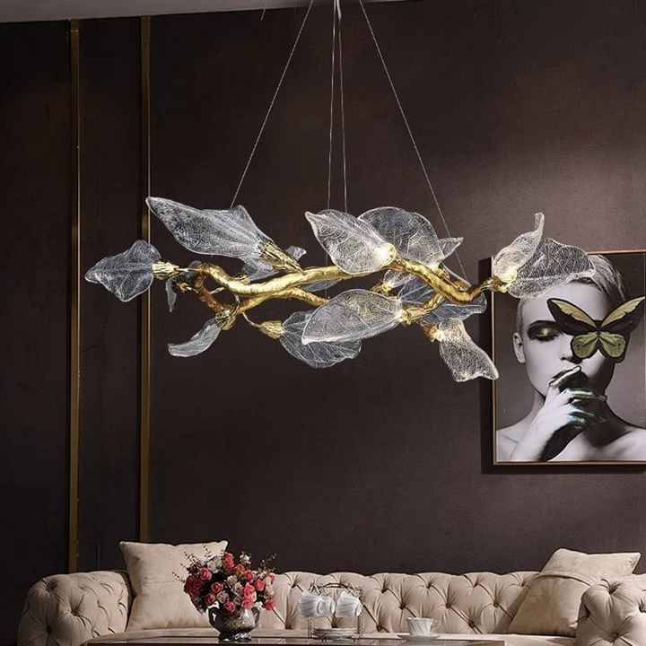 Modern Minimalist Handmade LED Glass Leaf Chandeliers for Home ...