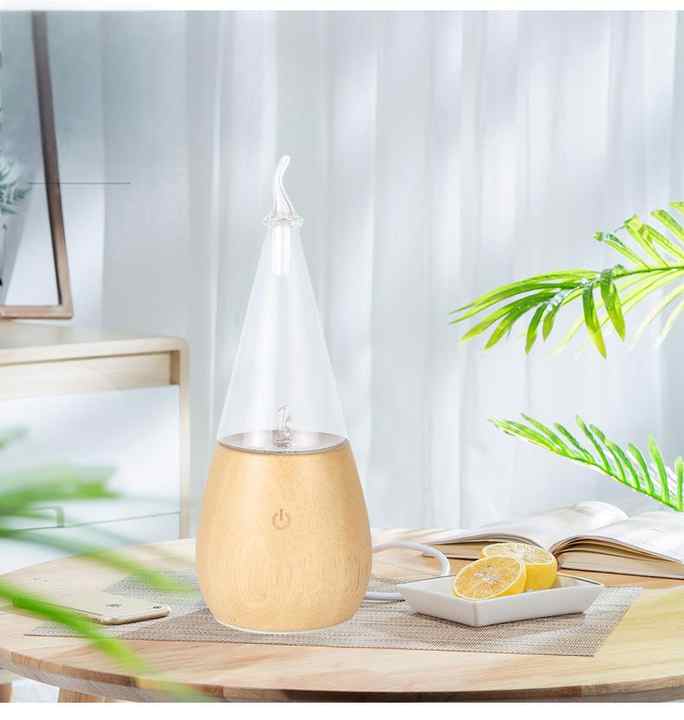 Beeman 3D Glass Solid Wood Essential Oil Diffuser Waterdrop Design ...