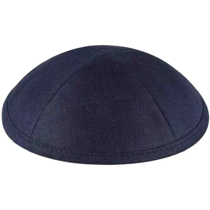 Custom Logo Printing Linen Embroidered Kippot Jewish Black Kippah