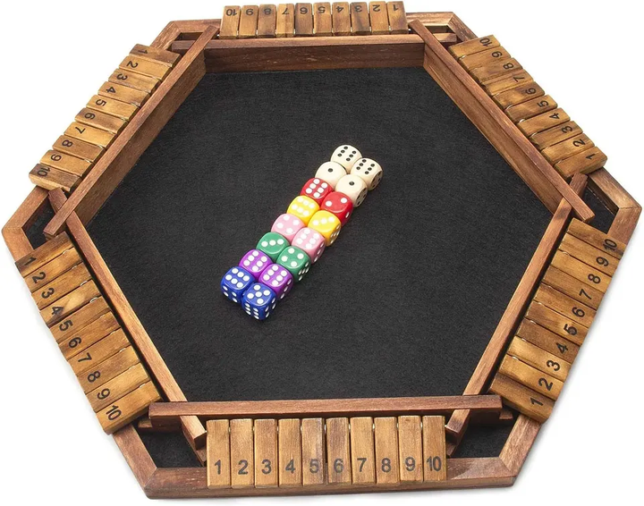 Wooden Board Table Math Game with 16 Dice Upgraded 1-6 Players Shut the ...