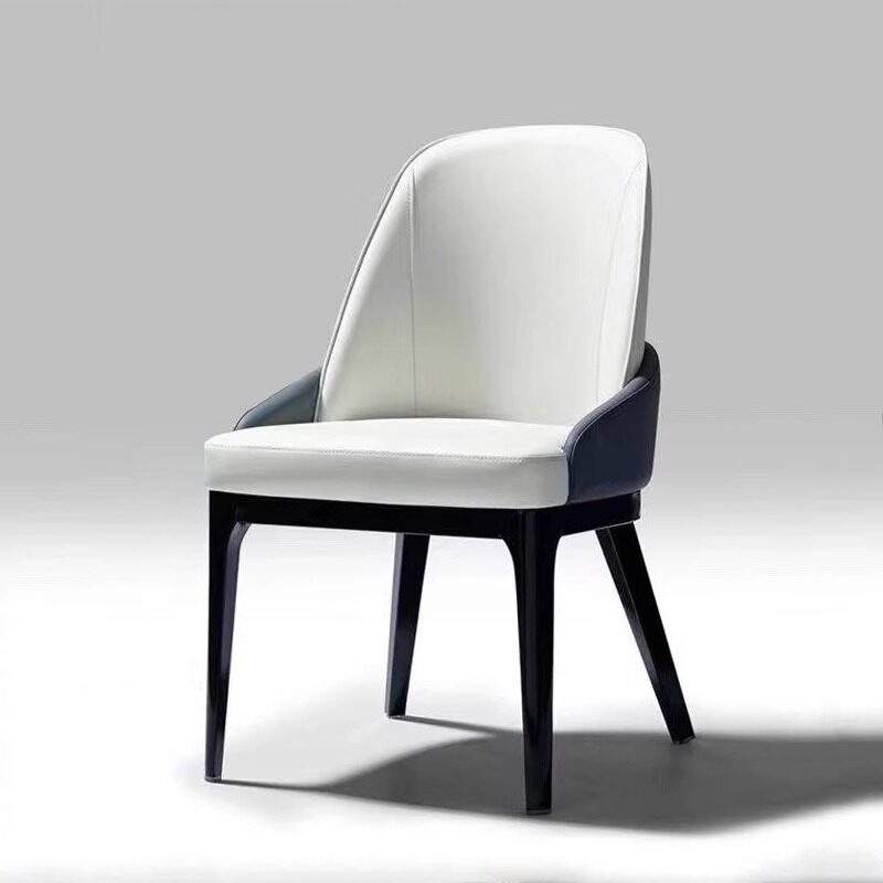Nordic Light Luxury Italian-Style Leather Dining Chair with Modern ...