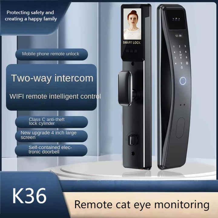 Aiendi Smart Electronic Lock for Wood Doors Automatic 3D Facial Recognition Fingerprint Scanner ...