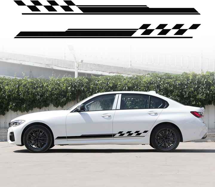 Universal Car Side Skirt Decal Stickers Body Side Sports Racing Stripe ...