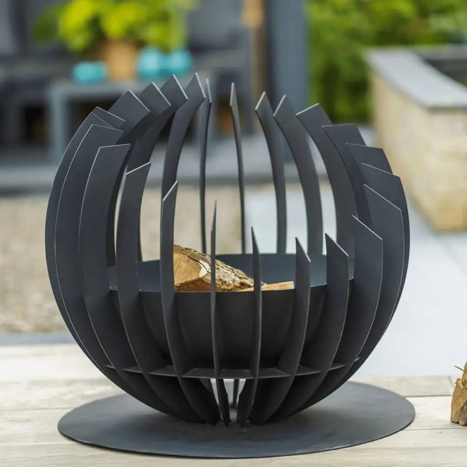 Garife Factory Directly Outdoor Black Steel Fire Basket Half Sphere ...