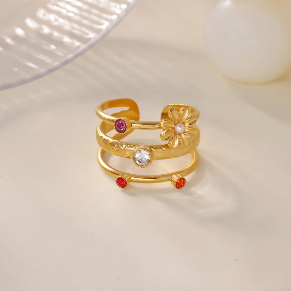 Aoran JZ7096G 2026 Stainless Steel 18K Gold Plated Zircon Flower ...