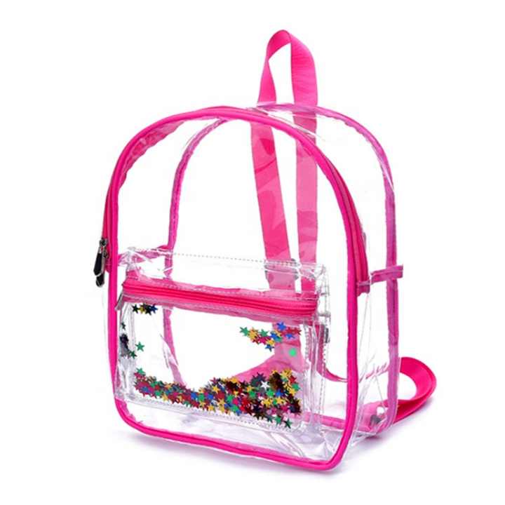Kids Clear Backpack Custom Logo with Pocket PVC Transparent Backpack