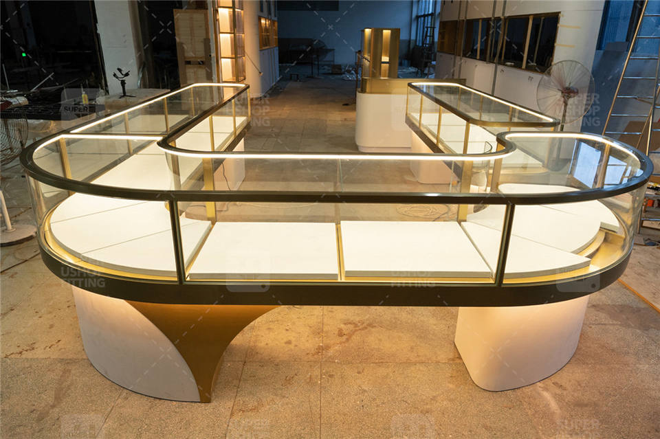 Modern Bespoke Jewelry Tower Gold Frame Jewelry Display Stand ...