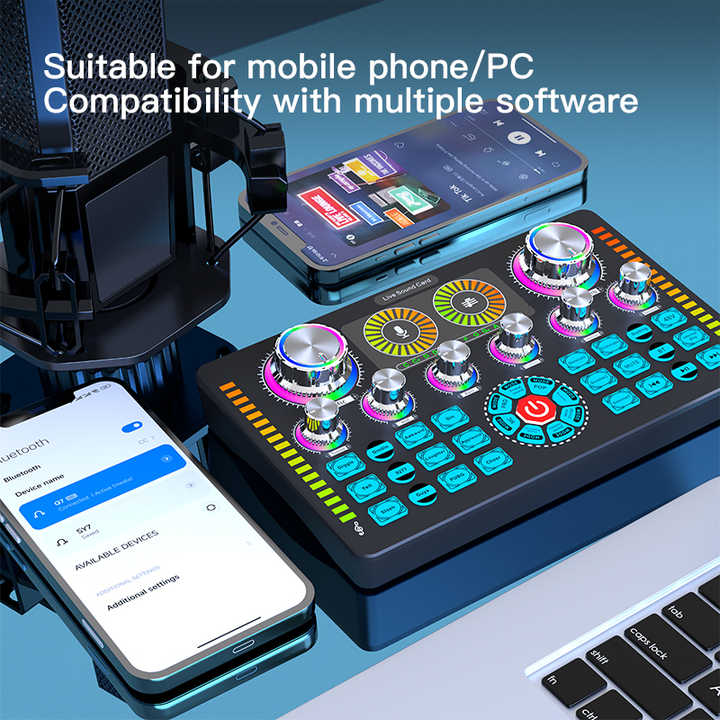 Q7 Live Sound Card Recording Studio Podcast Equipment Desktop Singing ...