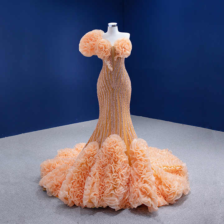 Ocstrade Banquet Luxury Ruffle Shoulder Mermaid Lace up Sleeveless ...