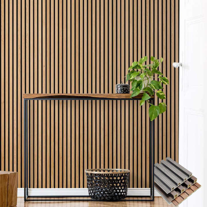 Vertical WPC Fluted Wall Panels Exterior Co Extrusion Wood Plastic ...