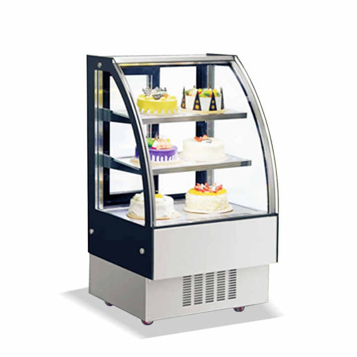 Cake Display Showcase Air Cooling for Supermarket Curved Glass Chiller ...