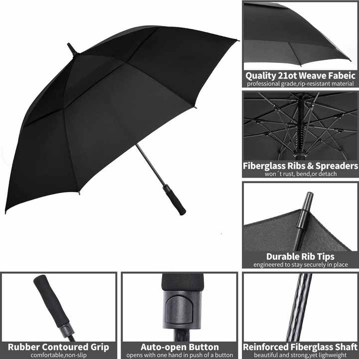 Semi-automatic Golf Umbrella - 30 Inch, Windproof & Waterproof