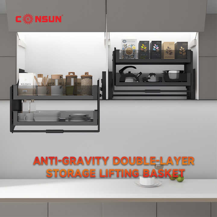 Elevator Basket High Cabinet Hanging Basket Pantry Pull Down Shelf Rack ...