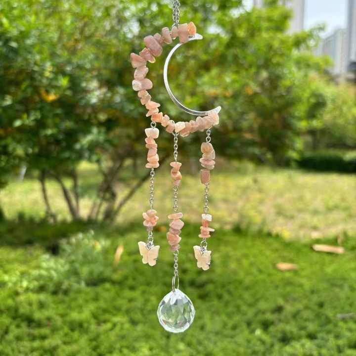Natural Crystal Handmade Hanging Sun Catcher Small Size Moon Shape ...