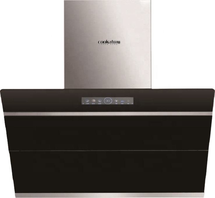 Wall Mounted Curve Glass Cooking Smoke Extractor Chimney Stainless ...