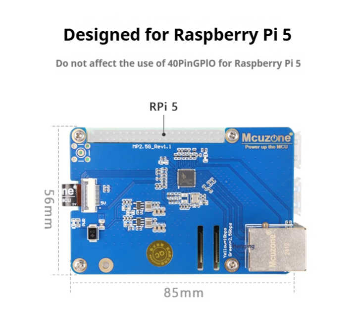 Mcuzone MP2.5G Raspberry Pi Development Board BCM2712 5 PCIE 2.5G ...