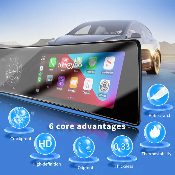 Car Stickers Carplay Digital Panel Screen Protector Tempered Glass ...