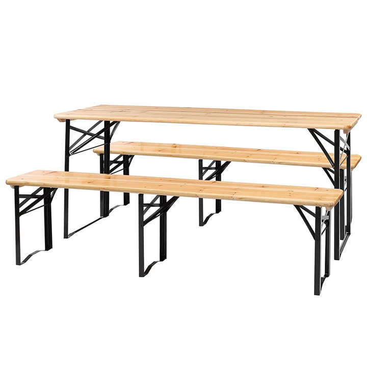 Portable and Durable Folding Wooden Beer Table for Outdoor