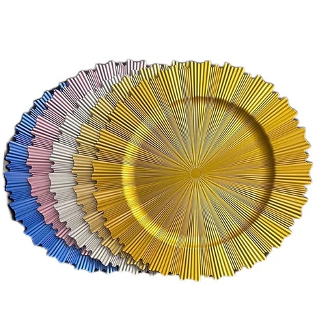 Clear Acrylic Charger Plates with Gold Hammered Rim