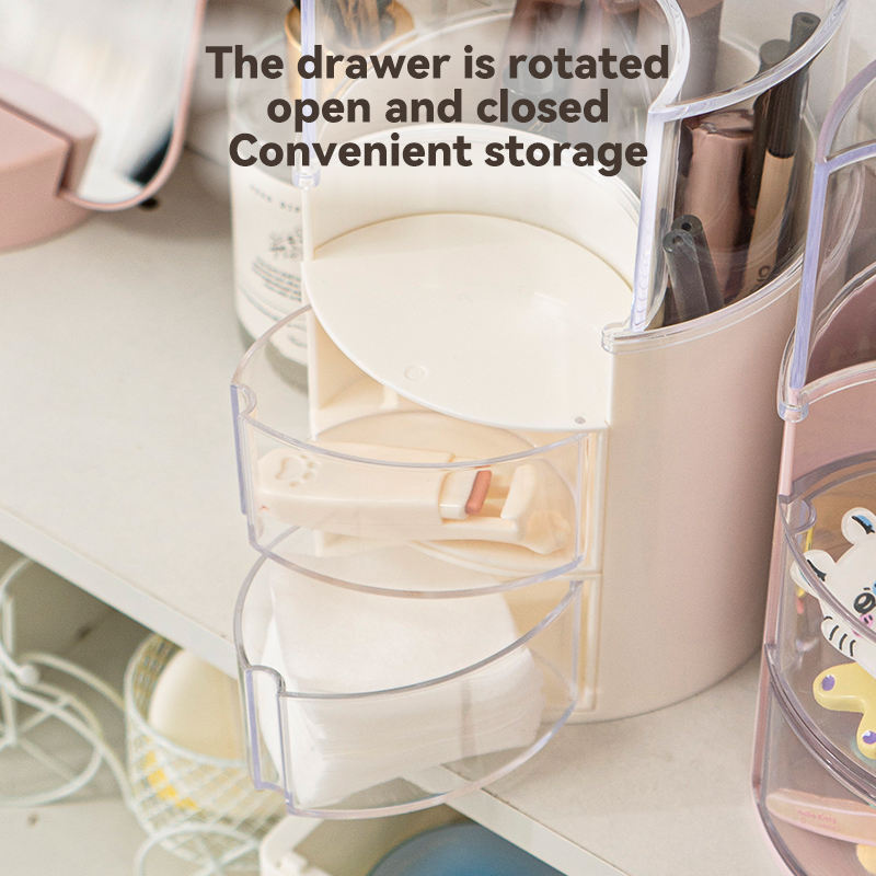 Factory Directly Desktop Plastic Revolving Drawer Powder Puff Beauty ...