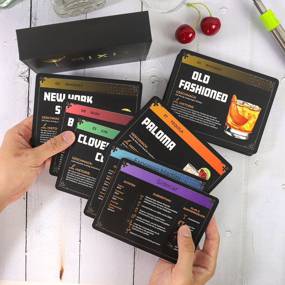 Cocktail Recipes Flash Card in Bartender Flashcard Form With Step by ...