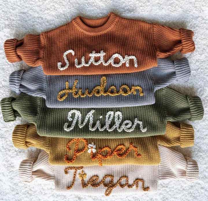 Neutral oversized personalized hand embroidery designname sweater ...