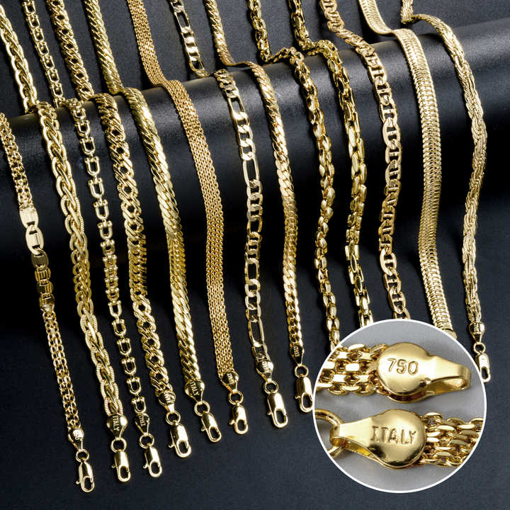 Wholesale Fashion Copper Italy 750 18k Gold Plated Chains