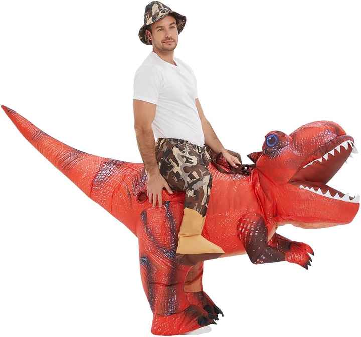 GOOSH PVC Inflatable T-Rex Dinosaur Costume for Adults Funny Blow-up ...