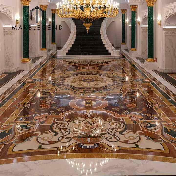 Custom Luxury Villa Hall Italian Marble Flooring Border