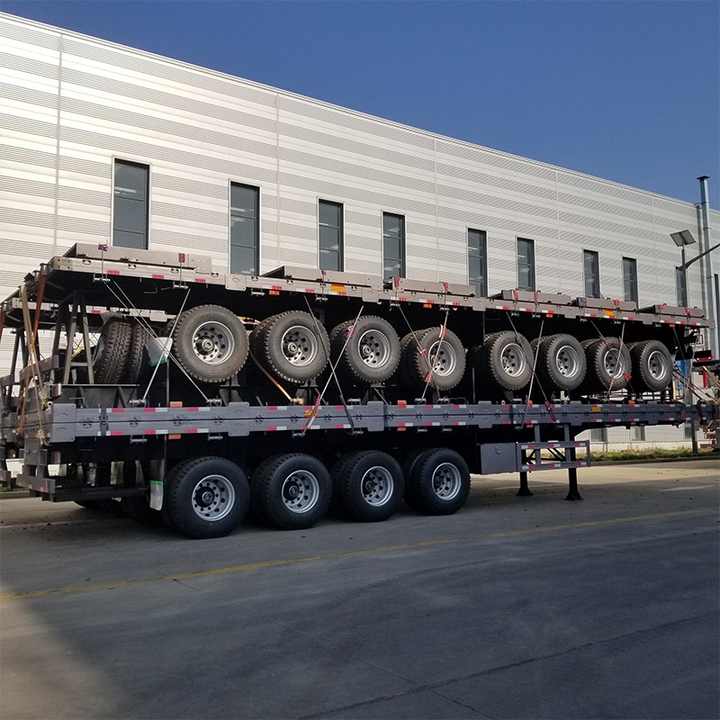 3 Axle 50 Tons 20ft 40ft 48ft 50ft 53 Foot Gooseneck Container Flatbed Chassis Flat Bed Semi ...