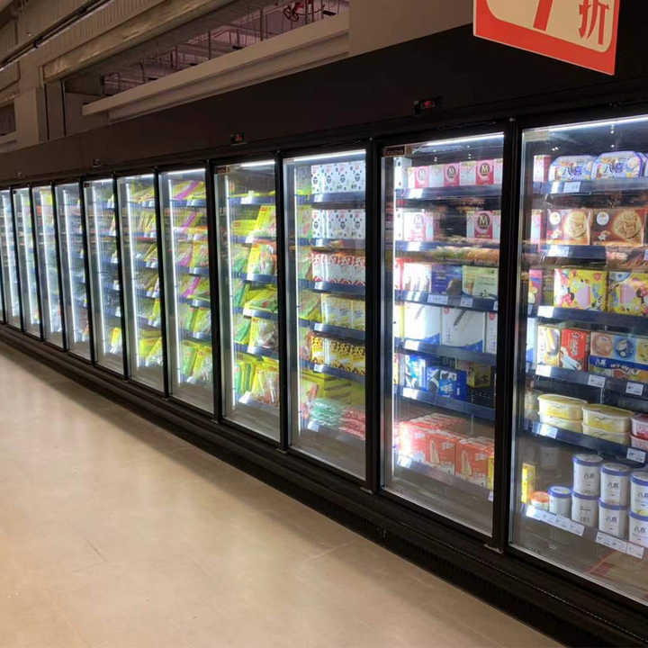 3750mm Supermarket Commercial Vertical Upright Freezer with Glass Door ...