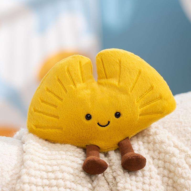 Kawaii Cartoon Smiling Leaf Plush Dolls Cute Maple Leaf Ginkgo Leaf ...