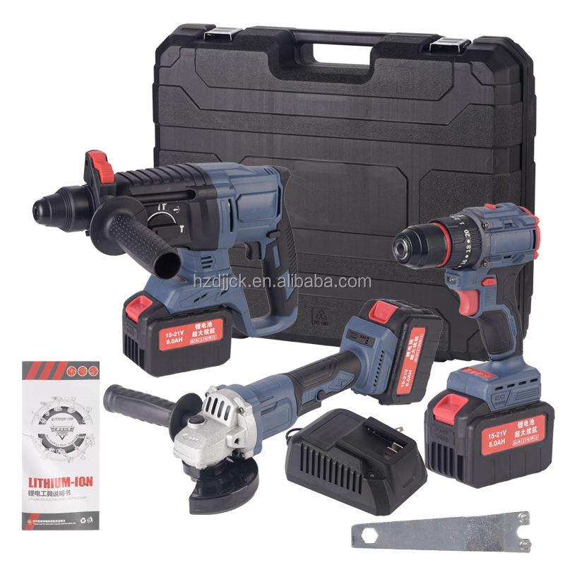 Rechargeable Lithium Battery Tool Set Brushless Hammer Angle Grinder ...