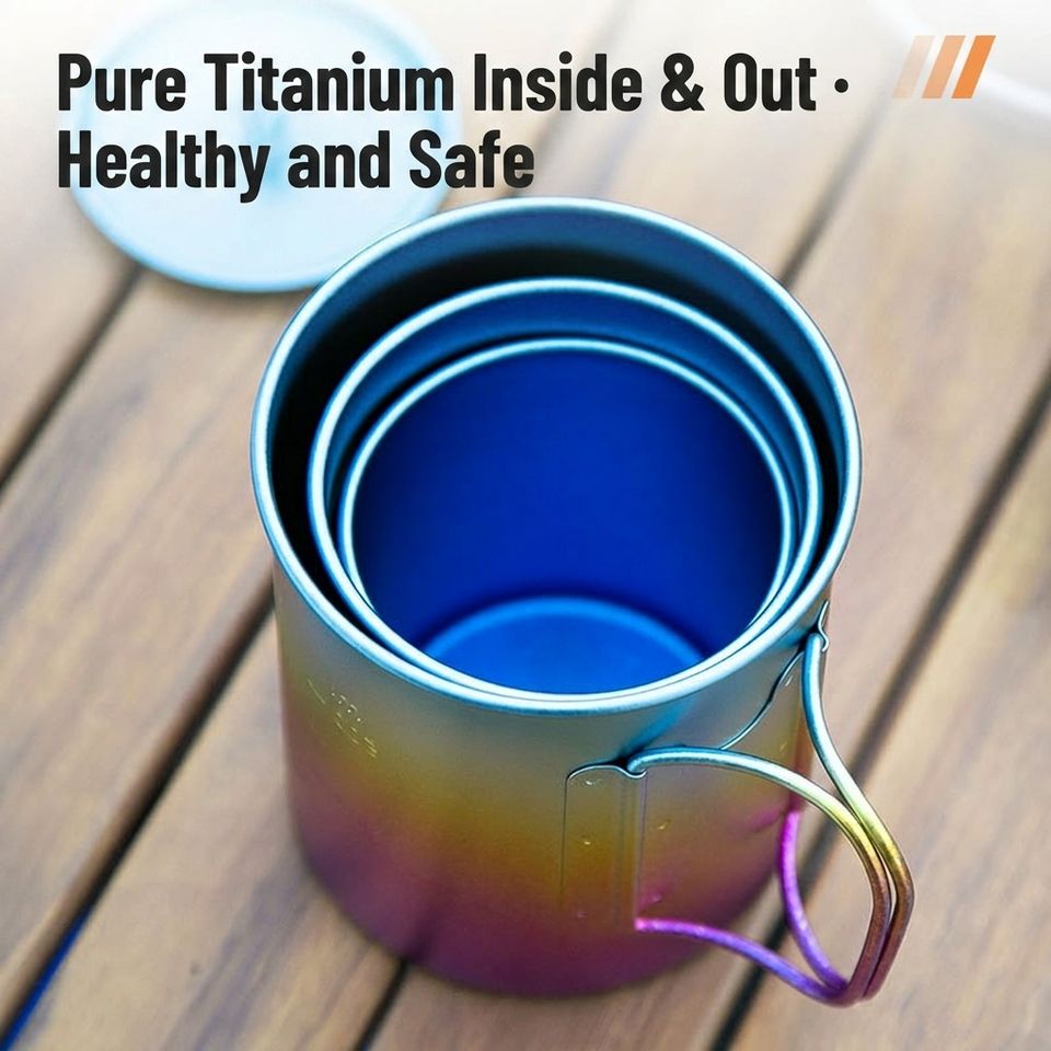 Pure Titanium Folding Mug Portable Multi-Purpose Outdoor Camping Cup ...