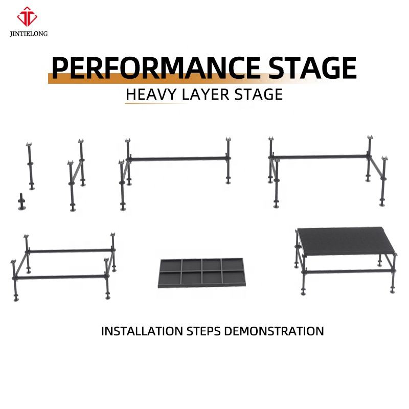 Portable Heavy Duty Square Modular Stage with Iron & Steel Construction ...