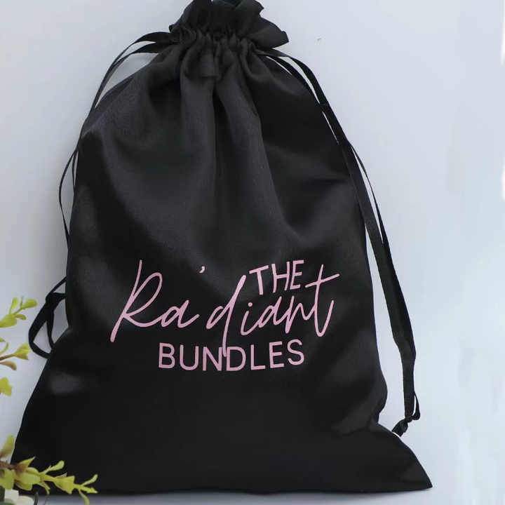 Hair Packaging Silk Zipper Bag Custom Logo Satin Zip Wig Storage Gift ...