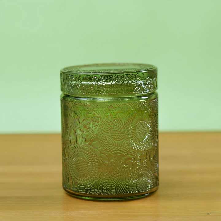 Embossed 8oz Glass Jar For Candlestick Holders Decorating And Valentine ...