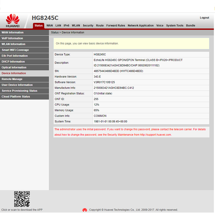 Huawei EchoLife HG8245C 4FE + 2POTS + 2.4G WiFi XPON GPON EPON ONU ONT - Ontolt